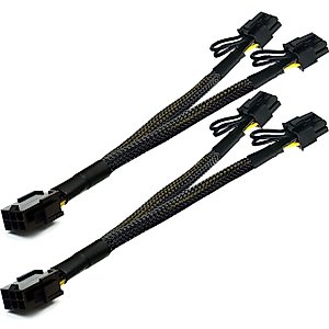 TeamProfitcom PCI-e 6 Pin to Dual PCIe 8 Pin (6+2) Graphics Card PCI Express Power Adapter GPU VGA Y-Splitter Extension Cable Mining Video Card Sleeved Power Cable 9 inches (2 Pack)