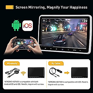 XTRONS Dual Car DVD Players 10.1 Inch TFT Screen Portable Car Headrest CD Player for Children Support HDMI Input, USB SD, AV in & Out, Region Free, 32 Bit Games with 2 Wireless IR Headphones (Black & White)