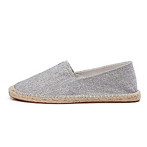 ODOKAY Mens Womens Flat Slip on Loafers Low Top Anti-Slip Breathable Espadrilles Round Toe Walking Shoes Grey