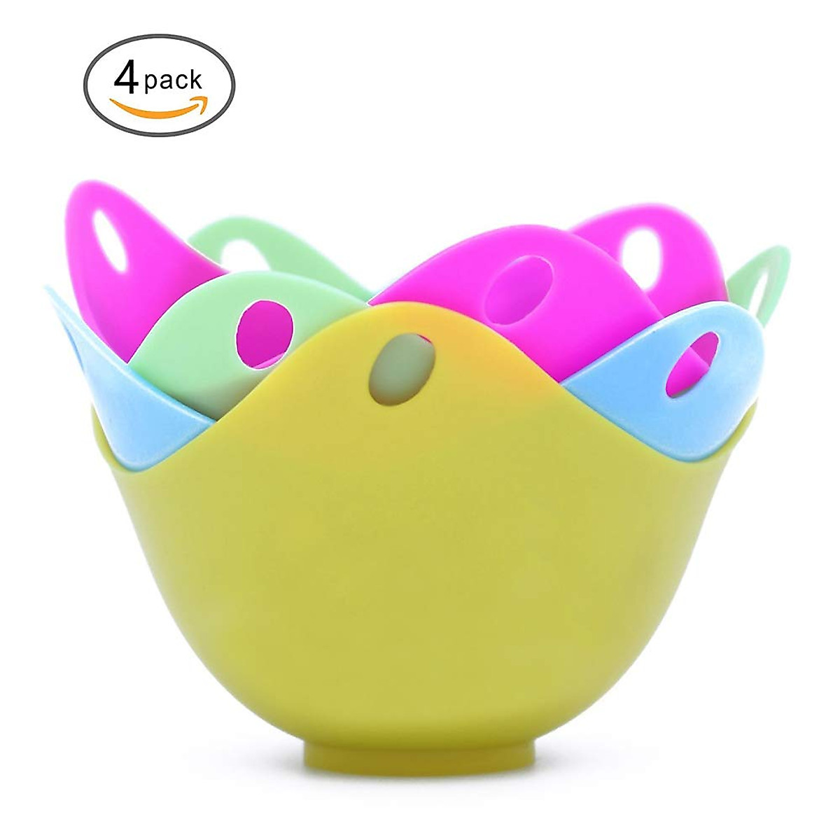 4PCS Silicone Egg Poacher,Egg Poaching Cups Egg Cooker,Baking Cup Poach Pods,Egg Poacher Pan for Microwave Stovetop,BPA Free Kitchen Cookware Tools (B2 style)