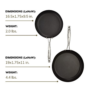Scanpan Pro IQ 2-Piece Fry Pan Set - Includes 9.5” & 11” Fry Pans - Easy-to-Use Nonstick Cookware - Dishwasher, Metal Utensil & Oven Safe - Made by Hand in Denmark