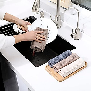 Dish Cloth for Kitchen 6 Packs Cotton Cleaning Rags in Waffle Wave, Ultra Soft Super Absorbent Dishcloth for Washing Dishes, 13” x 13” Quick Drying Reusable Dish Towels for Home Kitchen (Mixed Color)