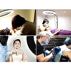 GIJUANRING 18" 60W Dimmable 3200-5600K LED Ring Light, Photography Lighting Makeup Selfie Beauty Lighting Eyebrow Tattoo Lamp Studio Video Shooting Circle Light Kit with Stand,Mirror,Carrying Bag