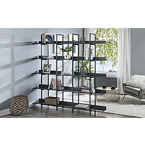 Harper & Bright Designs 5 Tier Bookcase Home Office Open Bookshelf, Vintage Industrial Style Shelf, MDF Board, White Metal Frame, Oak