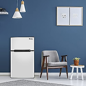 2-Door Design Refrigerator|Compact Fridge Includes A Freezer And A Refrigeration Compartment|Quiet Small Refrigerator For Office Dorm Or Apartment