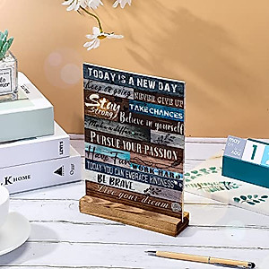 Desk Decor Presents Inspirational Encouragement Cheer Up Plaque Motivational Bathroom Decoration Modern Office Positive Quotes for Women Rustic Inspiring Art Table Decorative Wooden Sign with Stand