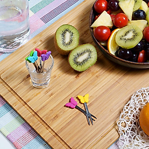 Cocktail Forks, 6-Piece Appetizer Forks, Butterflies, Stainless Steel and Silicone Small Forks for Fruits, Cheese, Appetizers