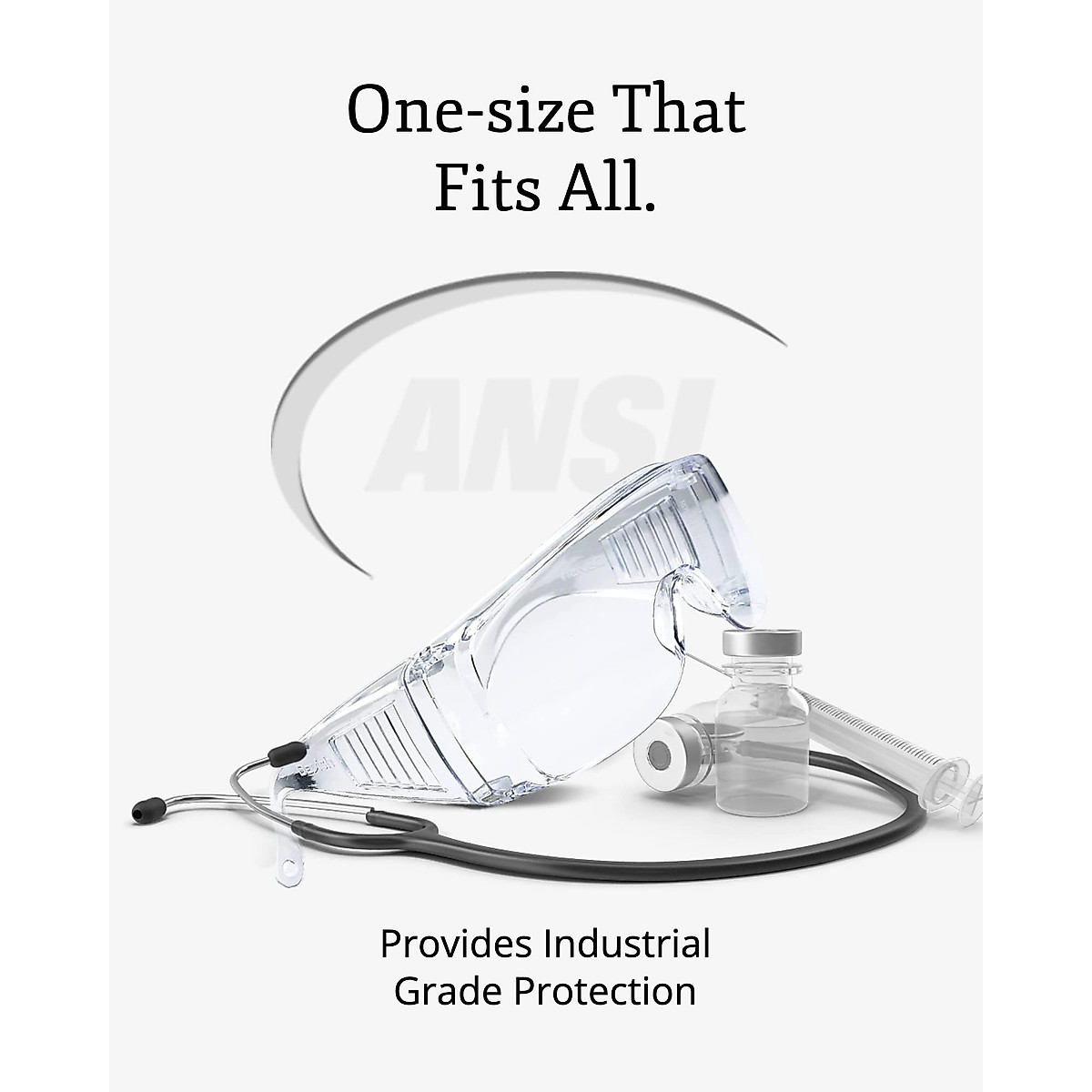 Aqulius 3 Bulk Pack Safety Glasses Over Eyeglasses (Anti-Fog & Scratch Resistant) Crystal Clear Eye Protection - OTG Safety Goggles