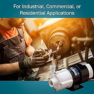 Little Giant 230 Volt, 1/12 HP, 750 GPH 3-MD-SC Semi-Corrosive Chemical Magnetic Drive Pump, 6-Foot Cord (Plug-less), Black/White, 581513