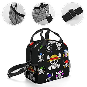 CHSSONG Insulated Lunch Bag One Skull Piece Dinner Box Leakproof Cooler Portable Handbag Reusable Thermal Tote Bag With Adjustable Shoulder Strap Black, 25.5x22.5x16.5cm(10x8.9x6.5inch)