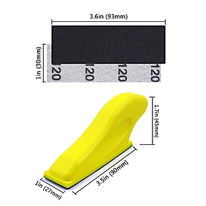 POLIWELL Micro Sander Tool, Detail Finger Sander for Crafts, 80 PCS Wet Dry Sandpaper 80 120 150 180 240 320 400 600 Grit + 3.5” x 1” Mini Handle Sanding Block for DIY, Wood, Metal and Narrow Spaces