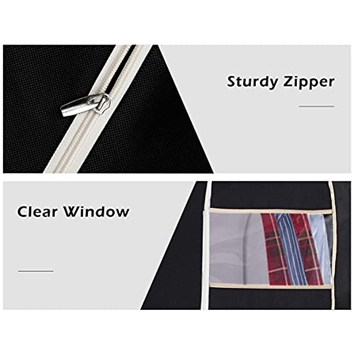 MISSLO 43" Gusseted Suit Bags for Men Travel Hanging Garment Bags Heavy Duty Suit Cover for Women Kids Clothes Shirts Short Dresses Coats, 2 Pack