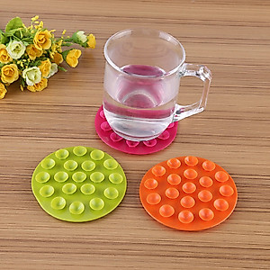 (Pack of 2) Creative Children's Tableware Sucker Baby Kids Magic Suction Mat Portable Double-Sided Suckers Anti-Slip Plate Bowl Cutlery Placemat(Rose Red)