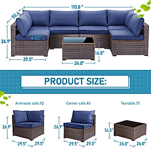 LAFWELL 7 Pieces Outdoor Patio Furniture Sets,Rattan Conversation Sectional Set,Manual Weaving Wicker Patio Sofa with Tea Table