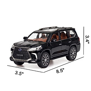 EROCK Exquisite car Model 1/24 Lexus 570 Off-Road in Luxury SUV Model Car, Zinc Alloy Pull Back Toy car with Sound and Light for Kids Boy Girl Gift