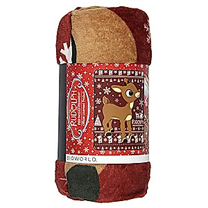Bioworld Rudolph The Red-Nosed Reindeer Soft Plush Fleece Throw Blanket 45" x 60"