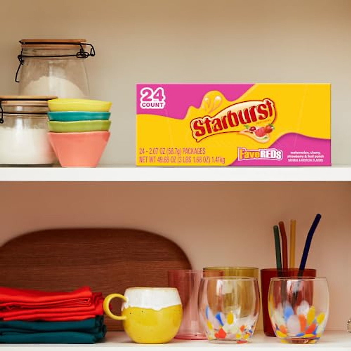 STARBURST FaveREDS Chewy Candy Bulk Pack, Full Size, 2.07 oz (Pack of 24)