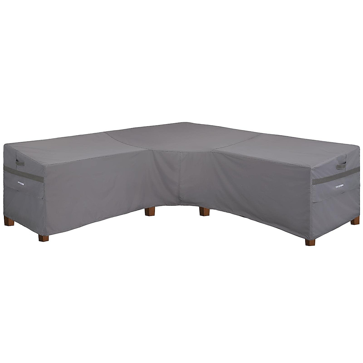 PATIOASIS Grey Outdoor V-Shaped Sofa Cover 102''L x 102''W x 35.5''D x 31/26''H Waterproof Sectional V Shape Patio Furniture Cover All Weather Proof