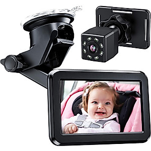 Itomoro Back Seat Baby Car Camera with HD Night Vision Function Car Mirror Display, Reusable Sucker Bracket, Wide View, 12V Cigarette Lighter, Easily Observe the Baby’s Move
