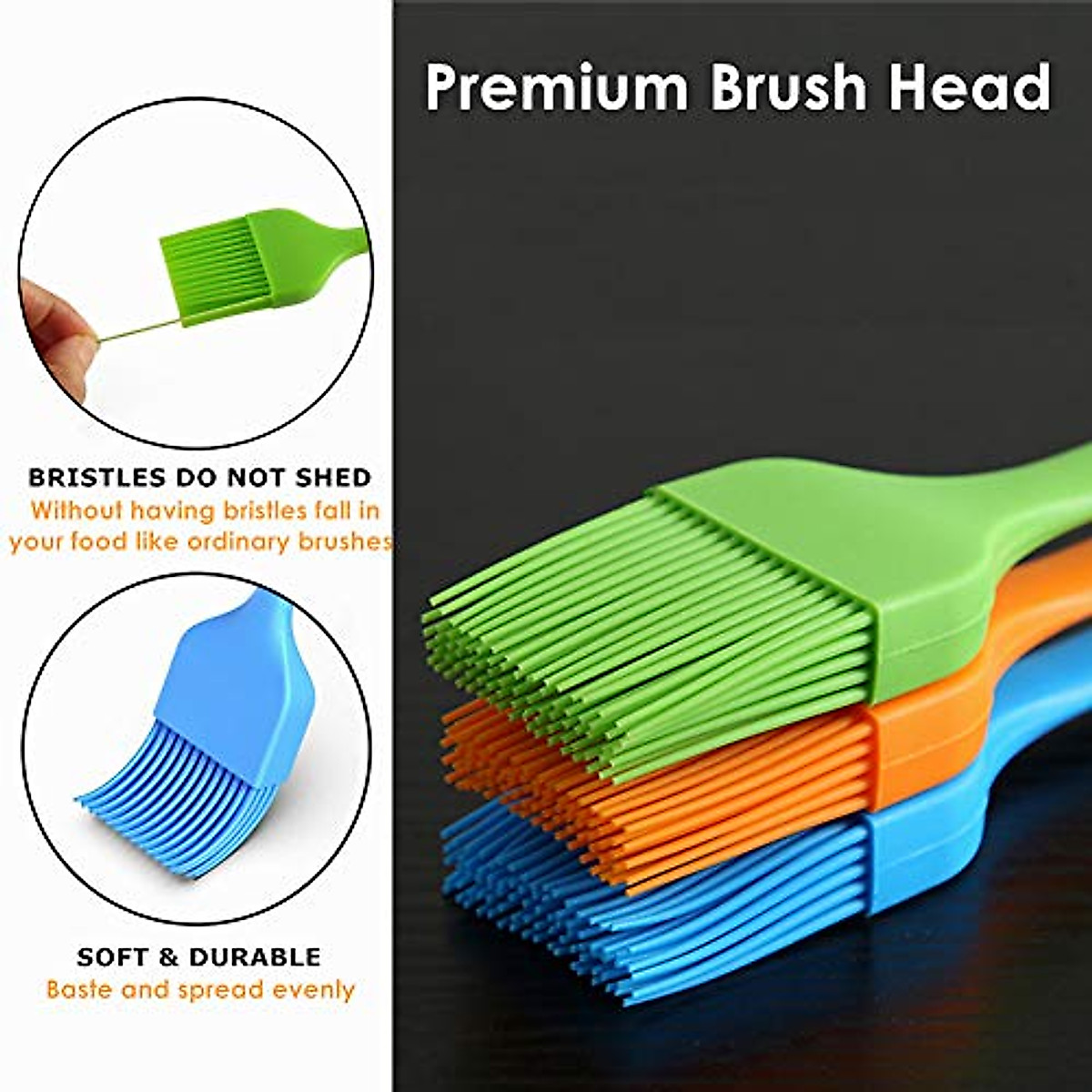 JIANYI Silicone Basting Brush, Food Grade Spread Oil Butter Sauce Marinades for BBQ Grill Baste Pastries Cakes Meat Sausages Desserts and Kitchen Baking, Cooking (Blue + Green)