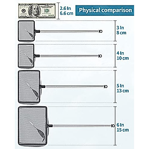 Pawfly 4 Inch Aquarium Fish Net with Telescopic Stainless Steel Handle Small Square Net with Soft Fine Mesh Sludge Food Residue Wastes Skimming Cleaning Net for Fish Tanks Small Koi Ponds and Pools