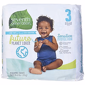 Seventh Generation Baby Diapers, Sensitive Protection, Size 3, 27 Count