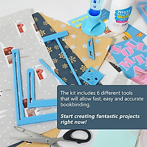 UPTTHOW 6Pcs Bookbinding Easy Scrapbooking Tools for Starter, Complete Great Stencils and Cutter Guide Kit Can Be Made Into Notebook Calender Junk Journal Handbook