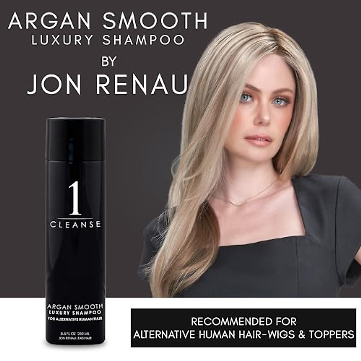 Jon Renau Argan Smooth Luxury Shampoo for Human Hair, 8.5 Ounce