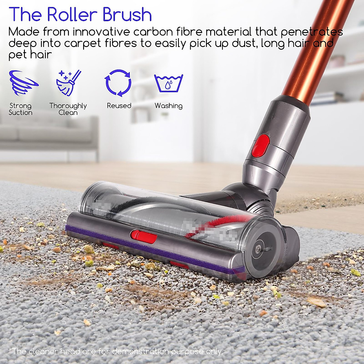 WYWY.Wide Roller Brush Bar Compatible with Dyson V10 V11 V15 Vacuum Motor Head Replacement Parts, for 100W High Torque Cleaner Head 97010005 969331-01