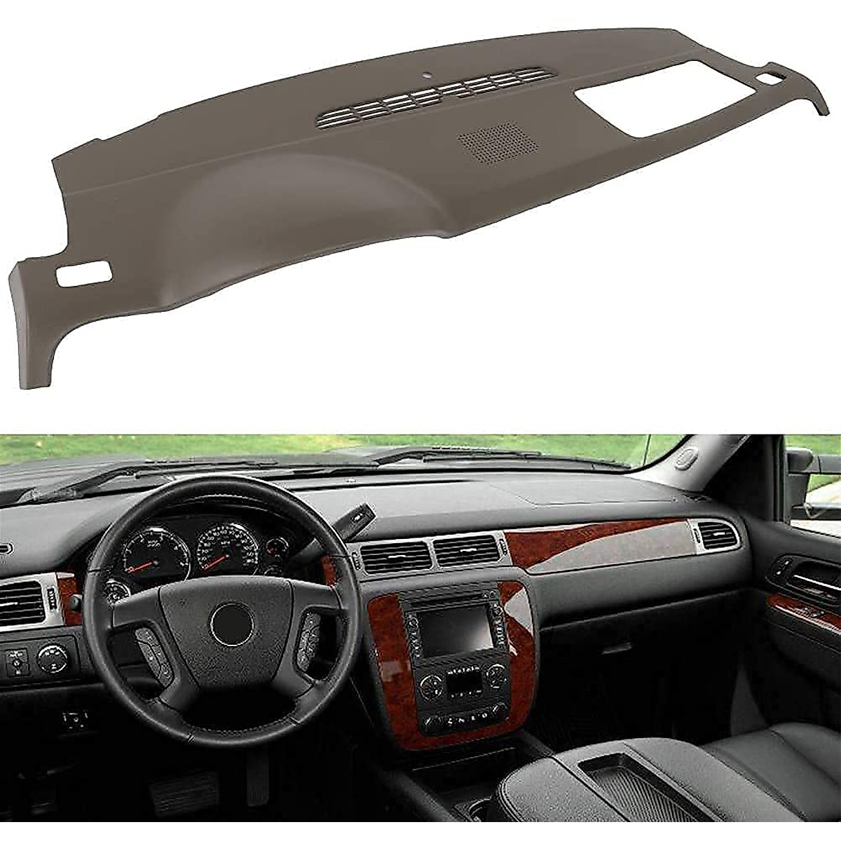 MIKAAUTO MIKA Dash Board Cover Cap Overlay Compatible with Chevy 07 14 Tahoe Silverado LTZ Sierra SLT Tahoe Avalanche Suburban Yukon Denali XL Molded wo Dash Speaker Matte Black