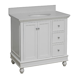 Bella 36-inch Bathroom Vanity (Quartz/White): Includes White Cabinet with Stunning Quartz Countertop and White Ceramic Sink