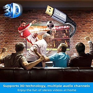 Yurnero DisplayPort Cable 144hz, DP Cable 10FT，[4K@60Hz, 2K@165Hz, 2K@144Hz] Gold-Plated Braided Ultra High Speed Monitor Cable for Gaming Monitor, Graphics Card, TV, PC, Laptop