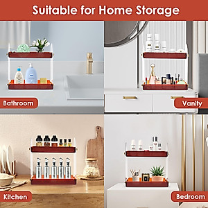 WHALE STORE Bathroom Counter Organizer,2 Tier Bathroom Counter Organizer Kitchen Spice Rack Cosmetic Organizer,Countertop Storage Shelf for Bathroom, Living Room, Bedroom, Dressing Table Amber