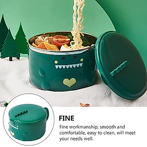 Luxshiny Instant Noodle Bowls with Lid Stainless Steel Bowl Sets Dinosaur Pattern Noodle Bowl Cereal Bowl Ramen Bowls Pasta Bowl Soup Bowl for Home