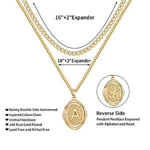 Ascona A Initial Layered Necklaces for Women, Dainty Simple Trendy Gold Plated Multi Layered Layering Letter Alphabet Pendant Chain Necklace
