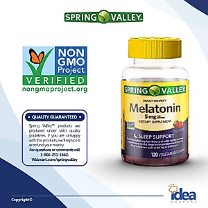 Melatonin Adult Gummies, Sleep Support by Spring Valley, 5 mg, 120 Ct (3 Pack) + “Have a Great Sleep - Better Idea Guide©”