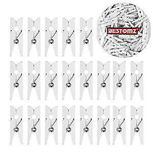 TOPBATHY 100pcs Mini Wooden Paper Clips/Wooden Pins/Clothespins/Photo Paper Peg Pin/Craft Clips,for Hanging Photos Painting Artwork