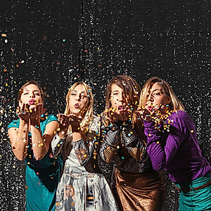 SquarePie Sequin Backdrop 6FT x 8FT Black Curtain Background for Halloween Wedding Party