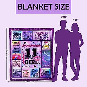 Lviliss Gifts for 11 Year Old Girl Blanket, 11 Year Old Girl Gift Ideas, 11th Birthday Gifts for Girls, 11 Year Old Girl Gifts for Birthday, 11th Birthday Decorations for Girls Throw Blanket 50”x60”