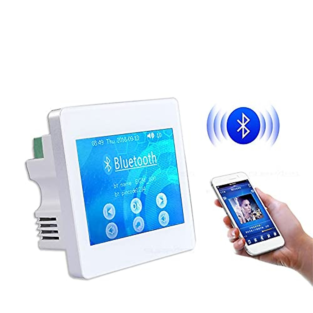 MXIAOXIA Mini in Wall Amplifier Audio Smart Home Digital Amplifier Music Touch Screen 4 * 25w HiFi Stereo Sound System with Radio (Color : OneColor)