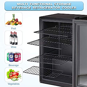 Antarctic Star Beverage Refigerator -85 Can Mini Fridge for Soda Beer or wine,Small Drink Dispenser, For Office or Bar with Adjustable Removable Shelves，2.3 Cu. Ft. Black