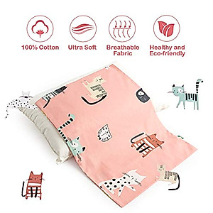 Sivio Toddler Pillowcases Ultra Soft 100% Cotton Bedding Pillow Case Cover for Child,Pink Cat 14"x19" for 13"x18",12"x16" Pillow