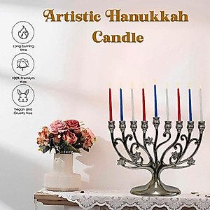Majestic Giftware Multicolor Hanukkah Candles - CH-C | 4 Inches High 44 Dripless Handcrafted Chanukah Candles for All 8 Nights of Hanukkah (Red/Blue/Yellow/White)