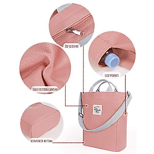 Lily queen Women Canvas Tote Handbags Casual Shoulder Bag purse Crossbody (Almond Pink)