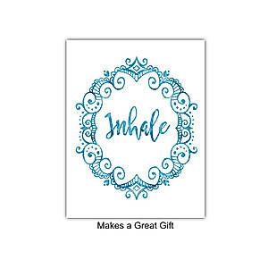 Inhale Exhale Wall Art - Inspirational Zen Wall Decor Picture Print Set - 8x10 Spiritual Home Decoration for Meditation Room, Yoga Studio, Office - Motivational Gift for Buddhist, Buddha, New Age Fans