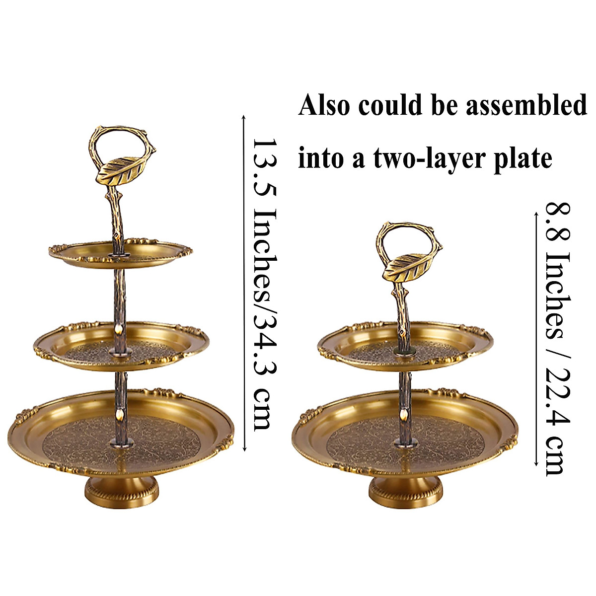 3-Tier 13.5’’ Cupcake Stand Hardware Fittings, Metal Mold Crown Holder DIY Making for Fruit Plate Cake Stand Snack Tray Replacement Parts for Tea Party Wedding Decoration (6 Sets - Retro Gold Leaf)