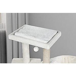 AIWIKIDE Cat Tree Has Scratching Toy with A Ball Activity Centre Cat Tower Furniture Jute-Covered Scratching Posts,Beige