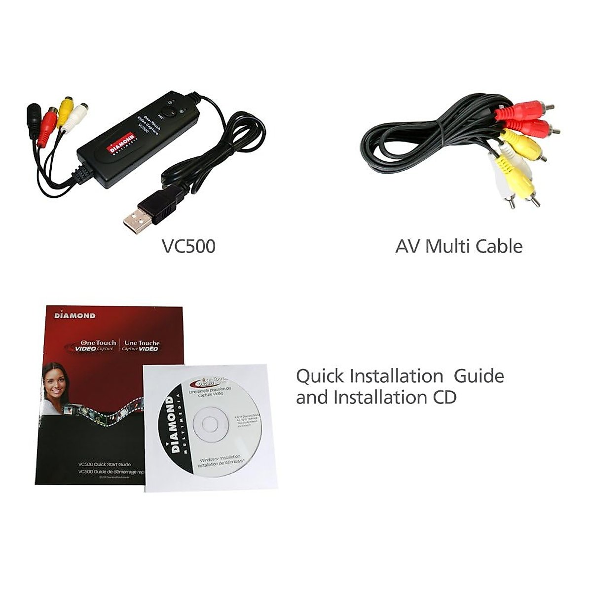 Diamond VC500SE One Touch VHS/Camcorder to Digital File Converter for Both Windows and Mac OS (Supports Mac OS Ventura)