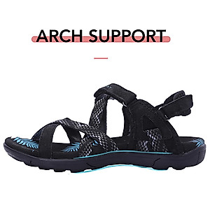 MGGMOKAY Womens Hiking Sandal Outdoor Sport Sandal with Arch Support for Beach Vacation Casual Camping,Black,8