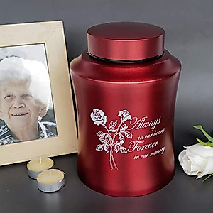 Large Cremation Urns for Adult Human Ashes, Up to 160 lbs Decorative Urn with Flower Design for Female Male Ashes with Velvet Bag(Rose of Love)